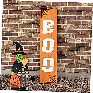 Halloween Adornment Halloween Witch Pumpkin Ornament Wooden Signs Wooden Decor Artificiales para Wrapped Hanging Ornament Halloween Tabletop Ornament Halloween Wooden Craft Autumn
