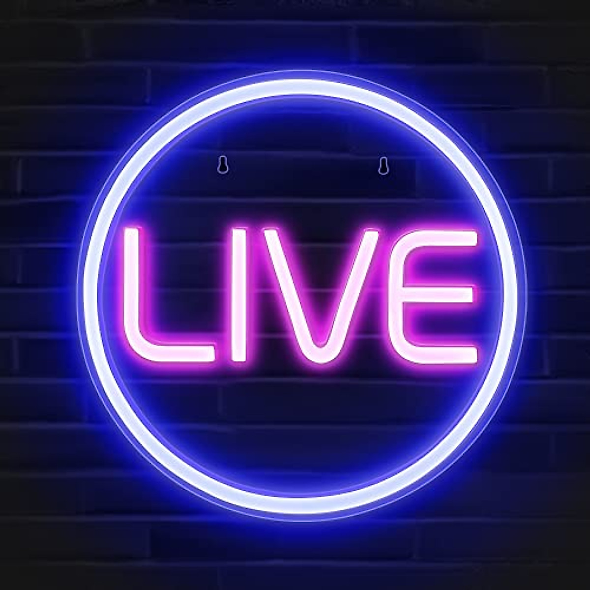 Lumoonosity LIVE Neon Signs - LED Live On Air Neon Lights for Twitch, Tiktok, Youtube Streamers/Gamers - Cool Live Streaming/Recording Sign - Round Led Sign for Studio, Wall, Bedroom, Game Room Decor