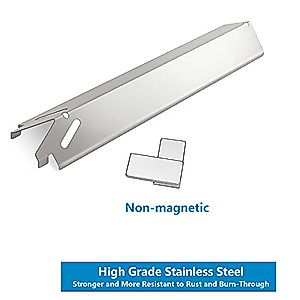 Zemibi Heat Plate Replacement for Brinkmann 810-4221-S, 810-6420-S Gas Grill Models, Heavy Duty Stainless Steel Burner Cover Flame Tamer, Heat Shield, Heat Tent Deflector, 14 7/8" x 3 1/8", 4-Pack