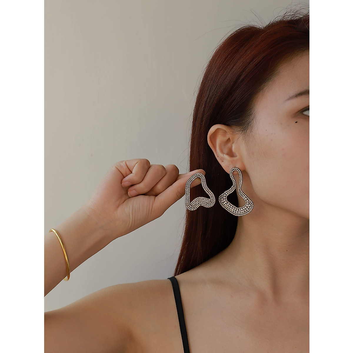 Donabus Statement Earrings- Trendy Earrings for Women，Asymmetric Earrings with Full Rhinestone,Great Gifts for Women (A) (A)