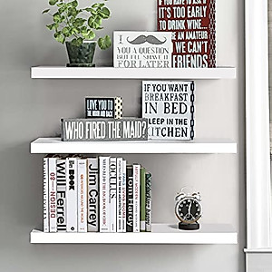 VOGGV White Floating Shelf, Wall Mounted Shelves with Invisible Brackets, Wall Shelves for Bathroom, Bedroom, Office, Living Room, Kitchen, Shelves for Wall Decor Storage, Set of 3