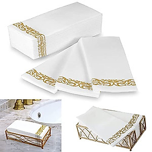 Esmartlife100 Disposable Hand Towels,guest towels disposable,Soft and Absorbent Line-Feel Dinner Napkin for Kitchen Bathroom,Parties,Dinners or Events(Gold)