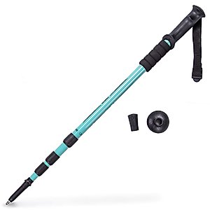 Trekking Pole & Walking Staff | Strong, Lightweight Aluminum | Extends up to 53" Collapses down to 23" | All-terrain: Interchangeable Carbonite Ice Pick Tip, Rubber Asphalt Tip, and Snow Cap (Teal)