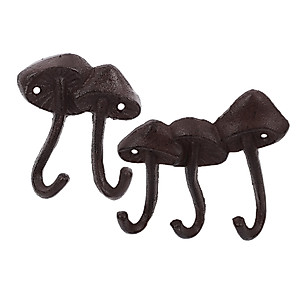 OKUMEYR 2pcs Cast Iron Mushroom Hook Decorative Hooks for Wall Hooks for Hanging Coats Cute Key Hooks for Wall Cast Iron Wall Hooks Wall Storage Hook Wall Hooks Decorative Wall Coat Hook