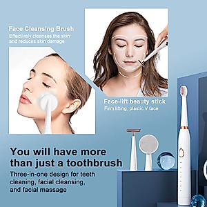 DAHOKO Electric Toothbrush for Adults, Smart Timer & Sonic Cleaning Toothbrush Electric, with 6 Brushing Modes, Brushing Cleansing Massage 3-in-1 Multifunction Electric Toothbrushes Set, White