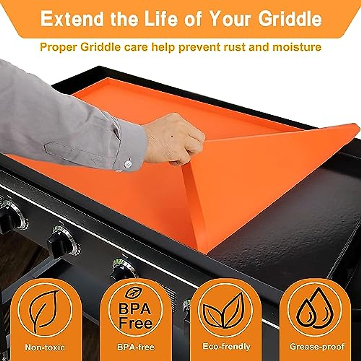 LEWORKUS 28" Griddle Mat Silicone for Blackstone, Silicone Griddle Cover Compatible with Blackstone, Blackstone Griddle Accessories, Heavy Duty Grill Cover for All Season Cooking Protective