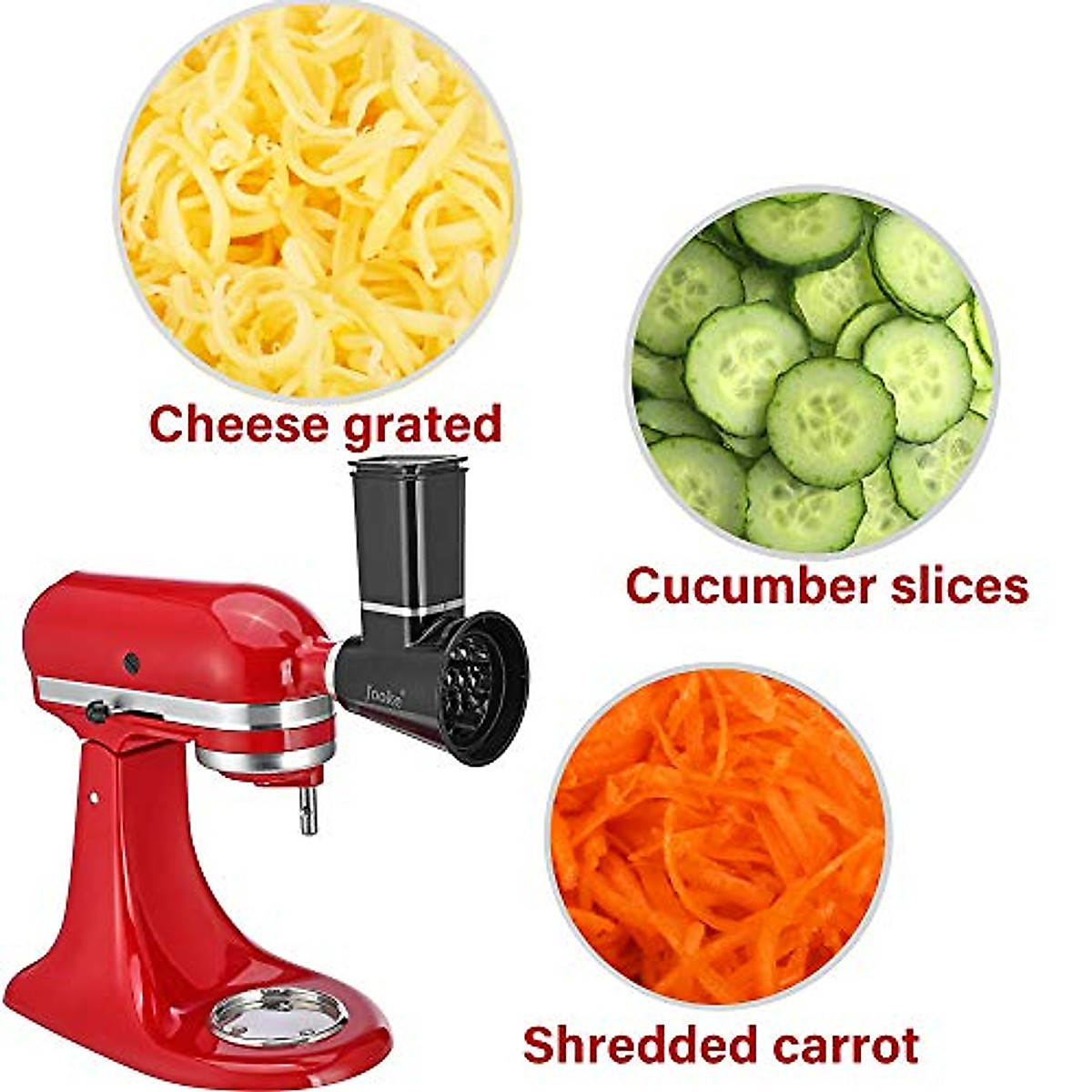 Slicer Shredder Attachment fits KitchenAid Stand Mixer,Vegetable Salad Maker Accessories,Fresh Prep Attachment,Cheese Grater Attachments for Kitchen Aid Mixers Accessories Included 3 Blades