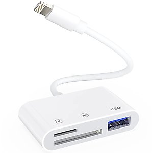 DCNETWORK Lightning to SD Card Reader for iPhone,USB Camera Adapter 3 in 1 USB Female OTG Adapter Compatible SD/TF Card, Memory Card Reader Portable USB 3.0 Adapter,Sd Card Adapter
