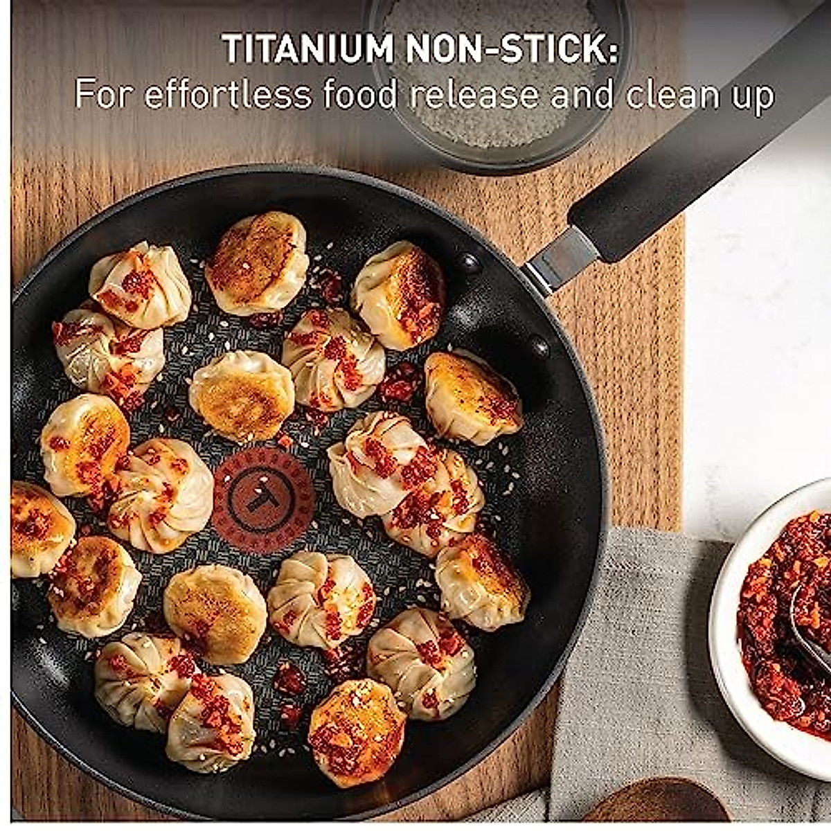 T-fal Ultimate Hard Anodized Nonstick Fry Pan with Lid 10 Inch Cookware, Pots and Pans, Dishwasher Safe Grey