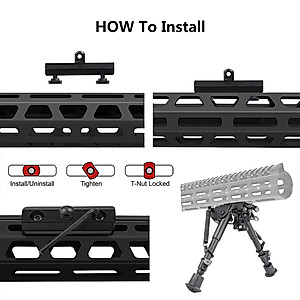 Xaegistac MLOK Bipod Adapter Mount Fits on Mlok System - Mlok Sling Stud - includes 4 T-Nuts & 4 Screws and 1 Wrench (Mlok bipod Adapter)