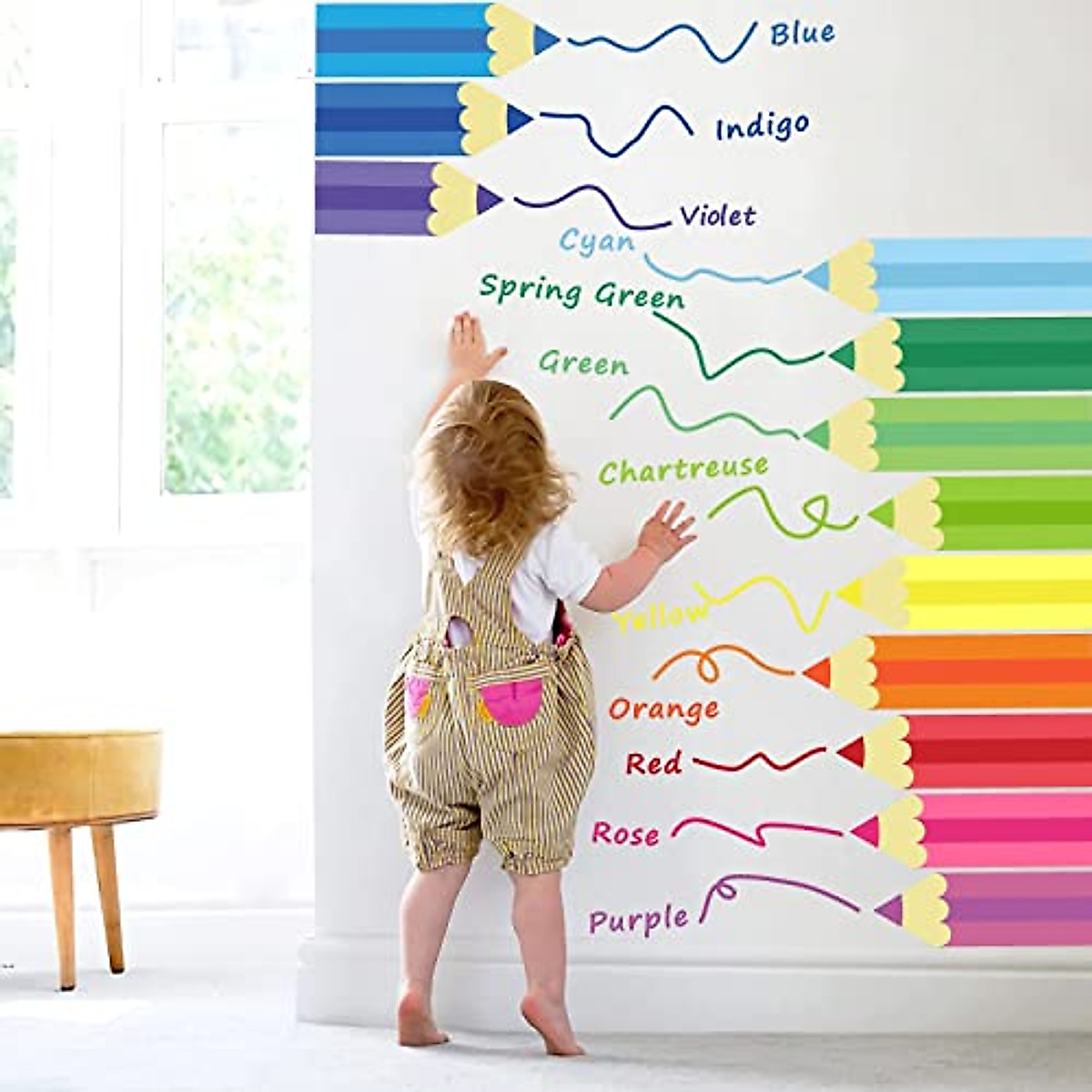 Color Wall Decals Kids Room,Nursery Wall Sticker Peel and Stick,Multicolor Crayons Stickers Classroom Decoration Stickers,Colorful Inspirational Wall Decal for Bedroom Baby room Daycare Playroom Decor