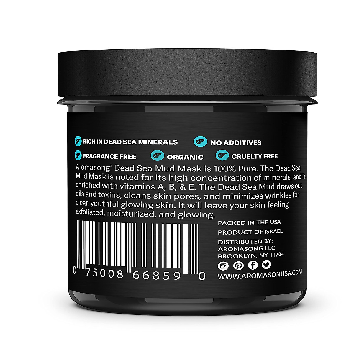 Aromasong 100% Pure Dead Sea Mud Mask for Face - Cleansing Natural Skin Care for Women and Men