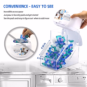 Famaster Laundry Pods Container, Acrylic Candy Dispenser, Clear Dishwasher Pods Container, Pod Slide Down Easily, Cute Laundry Pod Holder for Laundry Room Organization, Storage, Decor and Accessories