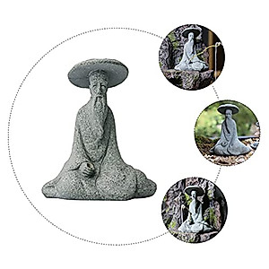 Cabilock 1pc Old Fisherman Ornaments Fishing Ornaments Sand Table Figurine Chinese Miniature Figurines for Bonsai Miniature Fairy Figurines Succulent Plant Accessory Elder Sandstone Rockery