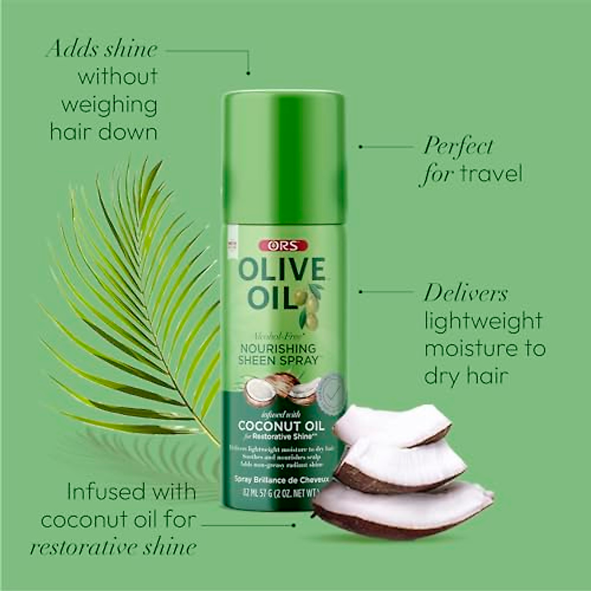 ORS Olive Oil Nourishing Sheen Spray Infused with Coconut for Restorative Shine