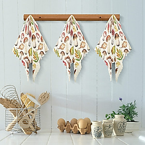 ALAZA Cartoon Mushroom Autumn Watercolor 6 Pack Kitchen Towels Dish Bar Tea Towel Dishcloths Fast Drying Super Soft 11 x 11 inches