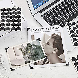 Pajean 720 Pieces Photo Corners Self Adhesive Black Photo Corners for Scrapbooking and Stamping Supplies DIY Scrapbook Stickers Album Diary Personal Journal Diary Organizer (Black)