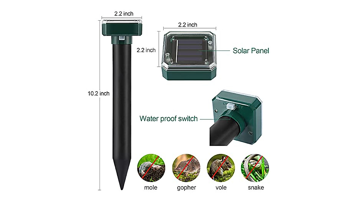 ELLASSAY Solar Mole & Gopher Repellent Spikes 8-Pack
