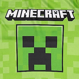 Minecraft Characters Boys Long Sleeve Active Mesh T-Shirt, 2-Pack Bundle Set for Kids and Toddlers (Size 8, Green/Orange)
