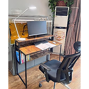 HAISEN Computer Desk with Shelf and Monitor Stand (XL)