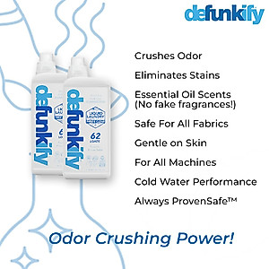 Laundry Detergent 62 Load/37.7 FlOz (2-Pack). 'Free & Clear' Liquid Laundry Detergent- Sensitive Skin. 'ProvenSafe' Laundry Soap Washing Detergent w/Odor & Stain Remover for Activewear & All Fabrics