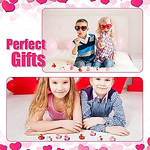 Leitee 48 Pieces Valentine Rubber Ducks Heart Rubber Ducks Red and Pink Valentine Ducks Valentines Day Party Favors Mini Ducks Bulk for Valentines Day Birthday Decoration, 8 Styles