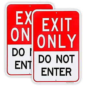 2-Pack Large Exit Only Do Not Enter Sign, 18"x 12" .04" Aluminum Reflective Sign Rust Free Aluminum-UV Protected and Weatherproof