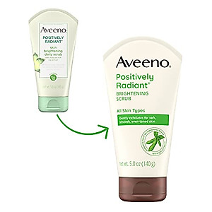 Aveeno Positively Radiant Skin Brightening Exfoliating Daily Facial Scrub, Moisture-Rich Soy Extract, helps improve skin tone & texture, Oil-& Soap-Free, Hypoallergenic, 5 oz