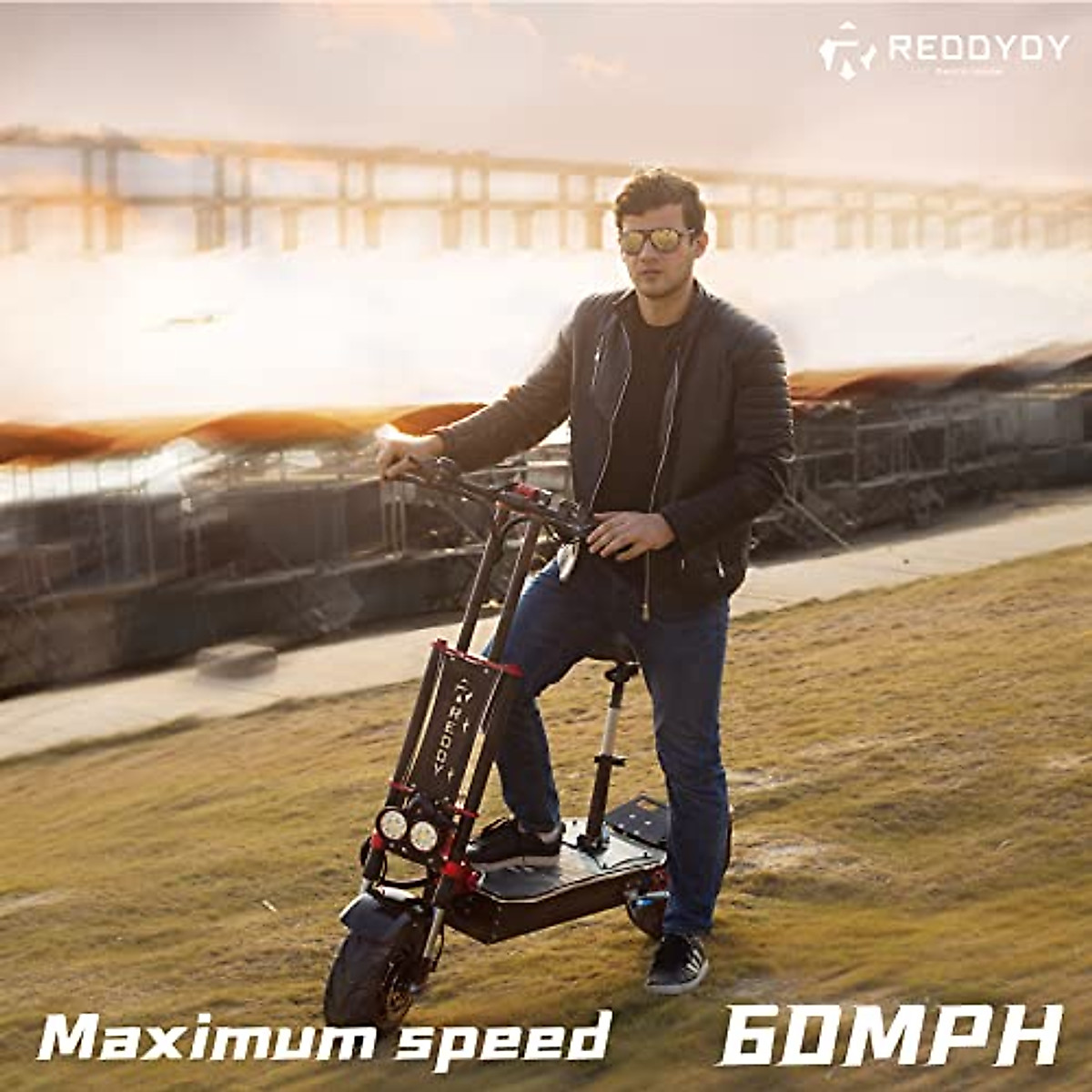 REDDYDY Electric Scooter, Max Speed 60MPH,Total Power 8000W,90 Mile Long Range Battery, 60V43AH Dual Drive, 13-inch Wheels, Portable Foldable, Off-Road Electric Scooter for Adults, black