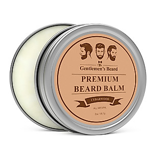 The Gentlemen's Beard Premium Cedarwood Beard Balm - Leave-in Conditioner & Softener - All Natural - Styles, Strengthens, Thickens & Softens Promoting Healthier Beard & Mustache Growth