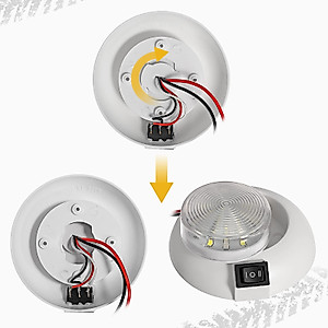 Partsam 1Pc 4 Inch Round LED Utility Dome Light Surface Mount for Home Truck RV Trailer Boat Aircraft Interior Light, 4" High Power White & Blue LED Downlight, 3-Way rocker switch(White/Off/Blue)