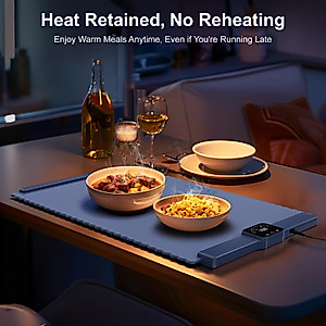 Food Warming Mat – Roll Up Food Warmer with Fast & Even Heating, Premium-Grade Silicon Material, 5 Temperature Settings, Auto Shut-Off - Versatile Food Warmers for Parties, Buffets, and Home Use