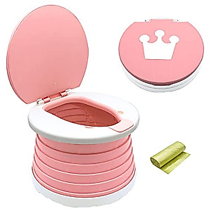 Portable Potty for Toddler Travel,Foldable Potty Seat Training Toilet for Kids,Travel Potty Chair for Camping,Outdoor,Indoor,Pink