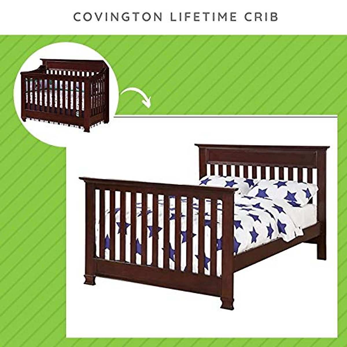 Full Size Conversion Kit Bed Rails for Baby Cache Cribs (Cherry)