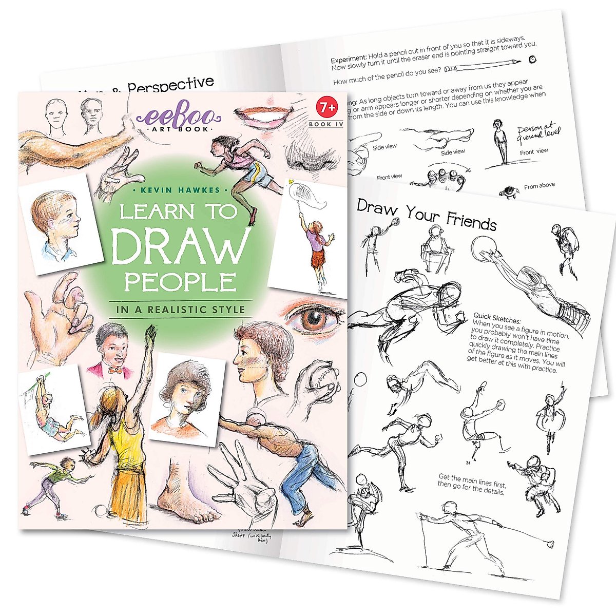 eeBoo: Art Book 4 - Learn to Draw People with Kevin Hawkes (ARTBK4), Perfect Guide for Budding Young Artists, Allows to Draw People in a Realistic Style, Perfect for Ages 7 and up