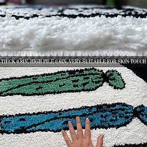 Cool Rug for Bedroom, 2x3 Funky Aesthetic Retro Non Slip Washable Fluffy Absorbent Bathroom Rug,Cute Modern Abstract Bedside Area Rug Soft Funny Tufted Small Throw Rugs for Entryway Indoor