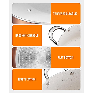 BEZIA 8 Quart Cooking Pot with Lid, Nonstick Stock Pot/Stockpot with Lid, Induction Pot for Cooking, Kitchen Pots, Stew Pots, Soup Pots for All Stovetops, Oven Safe