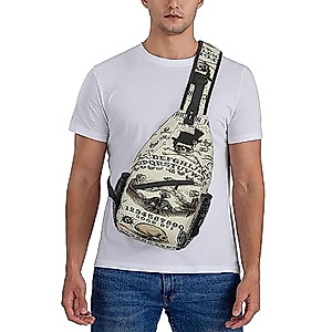 ZHUBAJIE Crossbody Sling Backpack trick or treat Ouija Board Skulls Crossbones Small Chest Bag Day-pack Fanny Pack Cross Body Bag for Hiking Travel