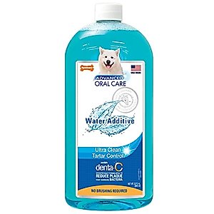 Nylabone Advanced Oral Care Dog Water Additive for Dental Care - Liquid Tartar Remover - Dog Breath Freshener & Teeth-Cleaning Liquid (32 oz.)