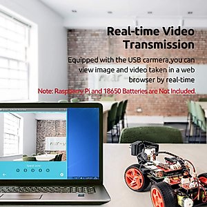 SunFounder Smart Video Car Kit V2.0 PiCar-V Robot Kit for Raspberry Pi 4 Model B 3B+ 3B Graphical Visual Programming Language, Video Transmission, Remote Control by UI on Windows Mac Web Browser
