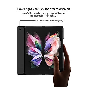 SHIEID Samsung Z Fold 3 Case Leather Cover, Galaxy Fold 3 Case with S Pen Holder Protector Cover 9H Tempered Glass Phone Case Compatible with Samsung Galaxy Z Fold 3 5G 2021, Limited Gray