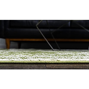 Unique Loom Bromley Collection Area Rug - Wells (3' Round, Green/ Ivory)