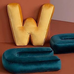 Wadser Soft Velvet Pillow Alphabet Decorative Throw Pillow Cushion Photography Props Toy Gift Yellow Letter S