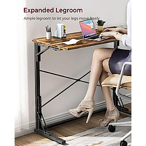 Vantic 31.5" Folding Desk, Foldable TV Tray Table for Eating on Couch, Extra Large TV Dinner Trays, Portable Fold Computer Writing Desk Table for Home Office, Rustic Brown