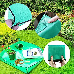 BIUWING 39.4" x 39.4" Plant Repotting Mat, Large Foldable Gardening Mat, Waterproof Transplanting Potting Mat Indoor Outdoor, with 15 Pieces Pot Hole Mesh Pads