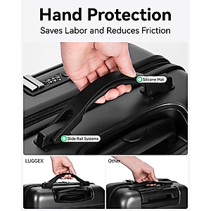 LUGGEX Luggage Sets 2 Pieces, 20 Inch Carry On Luggage with USB Port and 26 Inch Checked Suitcase with Front Opening, Only 26" Expandable (Silver, 20/26)