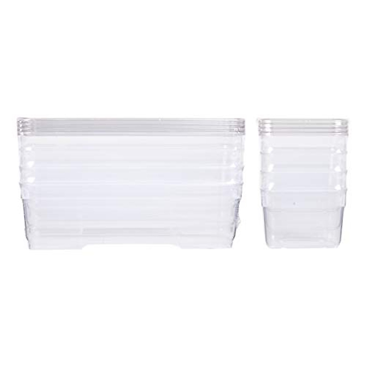 AB Designs Mixed Bin Pack, [4] Long & [4] Small Home Organizer Storage Boxes with Lids, Clear