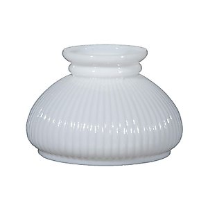 B&P Lamp® 7Inch Student Shade with Ribbed Design and White Over Clear Cased Glass for Vintage and Antique Style Table Lamps and Sconces