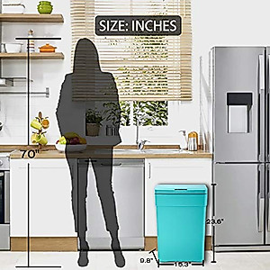 MGHH Trash Can, Automatic Garbage Can, Plastic Touch Free Waste Bins 13 Gallon/50 Liter with Lid for Bedroom, Bathroom,Kitchen, Office, Living Room, Bathroom-Blue