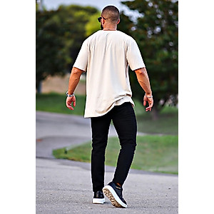 Mens Slim Fit Jeans Stretchy Black Denim Pants for Men Slim Leg 34x30